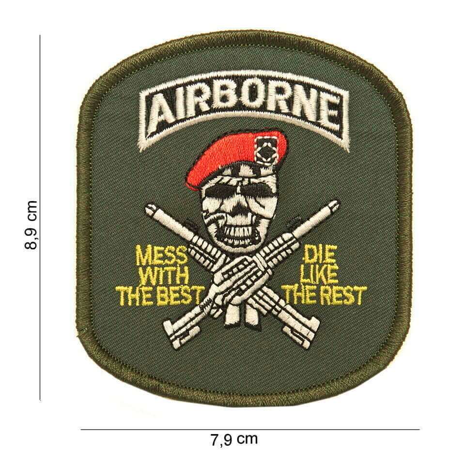 Embleem stof airborne (doodskop) rode barret - Darkshop